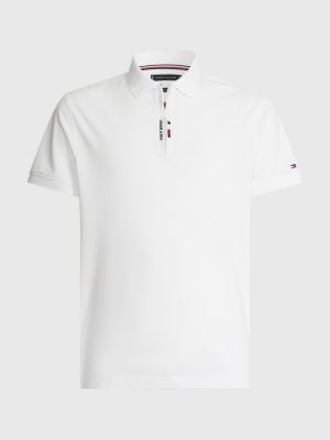 Polo Slim Fit Con Mezza Zip Bianco Tommy Hilfiger