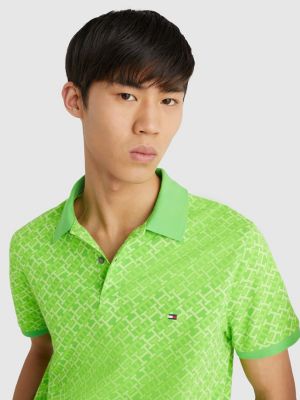 Th Monogram Print Regular Fit Polo Green Tommy Hilfiger