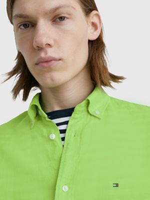Regular Fit Hemd Aus Leinen Popeline GrÜn Tommy Hilfiger
