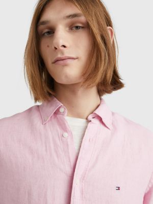 Regular Fit Linen Poplin Shirt Pink Tommy Hilfiger