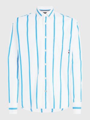 Camicia Oversize A Righe Verticali Bianco Tommy Hilfiger