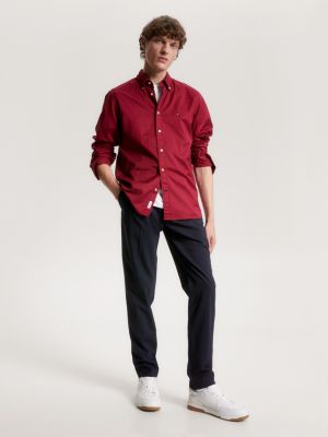 Chemise Coupe Standard En Popeline Flex Rouge Tommy Hilfiger