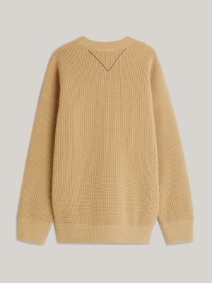 Pull à Tissage Alvéolé Et Blason Beige Tommy Hilfiger