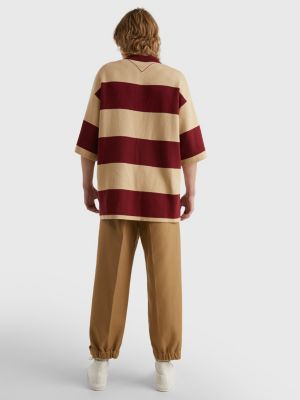 Gebreide Polo Met Streep Rood Tommy Hilfiger