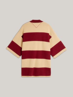Gebreide Polo Met Streep Rood Tommy Hilfiger