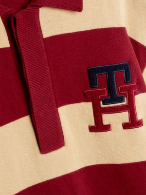 Gebreide Polo Met Streep Rood Tommy Hilfiger