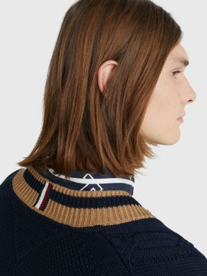 Cable Knit Oversized Fit Cricket Jumper | BLUE | Tommy Hilfiger