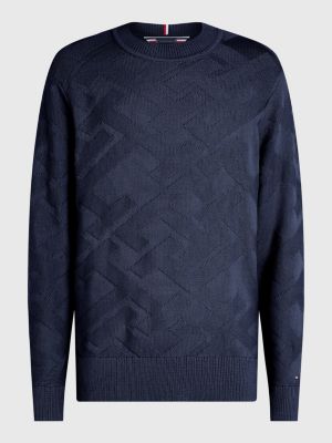Th Monogram Relaxed Fit Strickpullover Blau Tommy Hilfiger