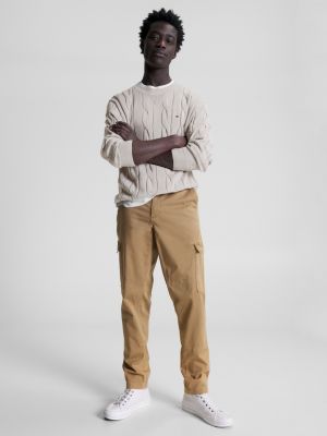 Essential Relaxed Fit Pullover Mit Zopfmuster Beige Tommy Hilfiger