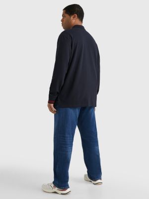 Plus Regular Fit Polo Met Lange Mouwen Blauw Tommy Hilfiger