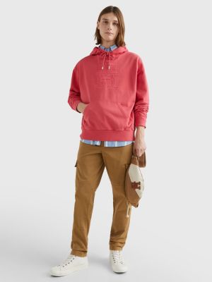Garment Dyed Monogram Archive Fit Hoody Red Tommy Hilfiger