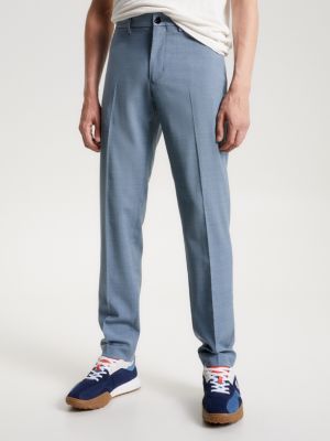 Tapered Broek Van Wolmix Blauw Tommy Hilfiger