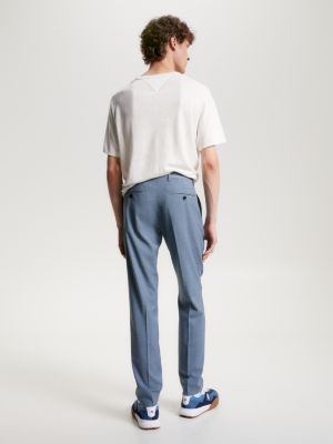 Tapered Broek Van Wolmix Blauw Tommy Hilfiger