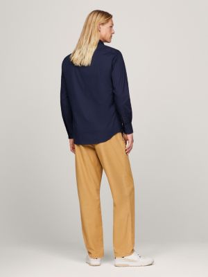 Flex Regular Fit Hemd Aus Popeline Blau Tommy Hilfiger