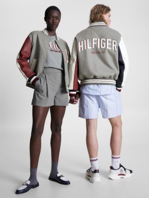 Crest Back Logo Varsity Jacket Grey Tommy Hilfiger