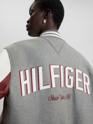 Crest Back Logo Varsity Jacket Grey Tommy Hilfiger