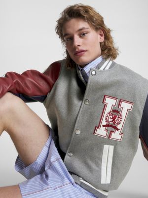 Crest Back Logo Varsity Jacket Grey Tommy Hilfiger