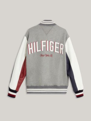 Crest Back Logo Varsity Jacket Grey Tommy Hilfiger