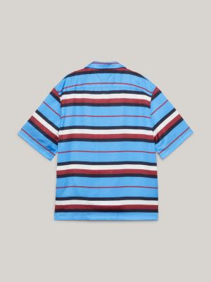 Th Monogram Relaxed Fit Kurzarm Hemd Blau Tommy Hilfiger