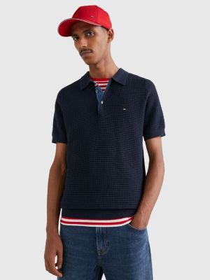 Textured Grid Check Regular Fit Polo | BLUE | Tommy Hilfiger