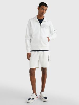 Zip Thru Logo Sweatshirt White Tommy Hilfiger