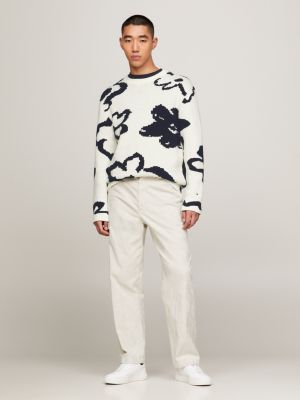 Relaxed Fit Trui Met Bloemenprint Blauw Tommy Hilfiger