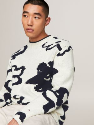 Relaxed Fit Pullover Mit Blumen Muster Blau Tommy Hilfiger