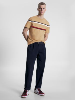 Hilfiger Monotype Global Stripe T Shirt Khaki Tommy Hilfiger