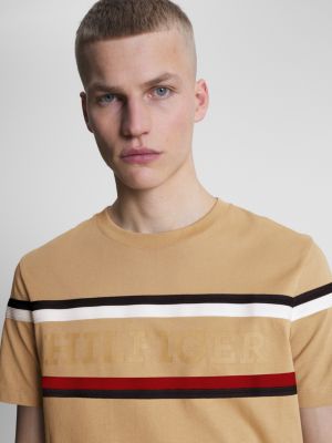 Hilfiger Monotype Global Stripe T Shirt Khaki Tommy Hilfiger