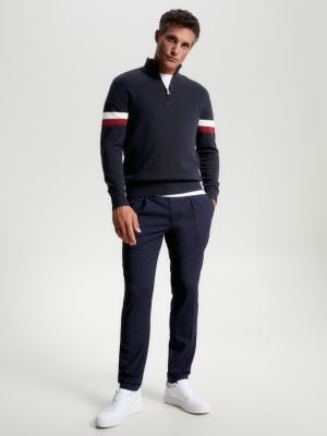 Global Stripe Half Zip Mock Neck Jumper Blue Tommy Hilfiger