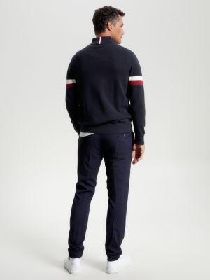 Global Stripe Half Zip Mock Neck Jumper Blue Tommy Hilfiger