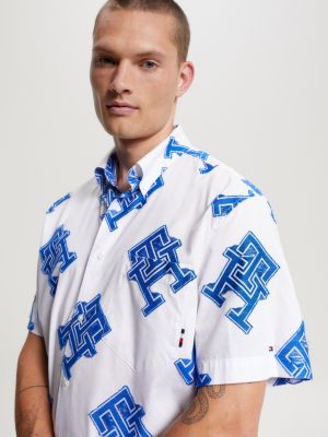 Th Monogram Archive Short Sleeve Shirt Blue Tommy Hilfiger