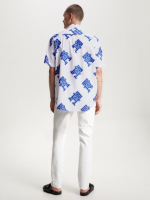Th Monogram Archive Kurzarmhemd Blau Tommy Hilfiger