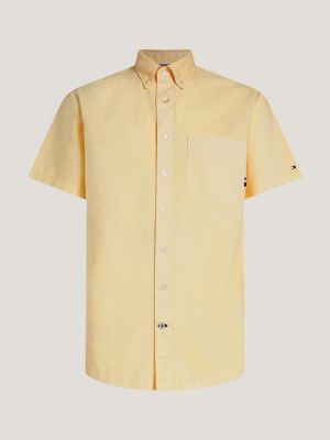 Regular Oxford Overhemd Met Korte Mouwen Geel Tommy Hilfiger