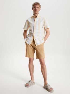 Gestreiftes Regular Fit Kurzarmhemd Gelb Tommy Hilfiger