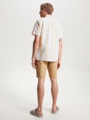 Gestreiftes Regular Fit Kurzarmhemd Gelb Tommy Hilfiger