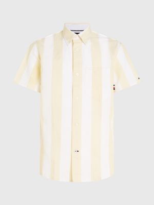 Gestreiftes Regular Fit Kurzarmhemd Gelb Tommy Hilfiger