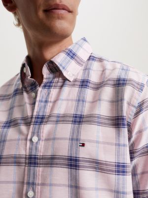 Kariertes Regular Fit Kurzarmhemd Rosa Tommy Hilfiger