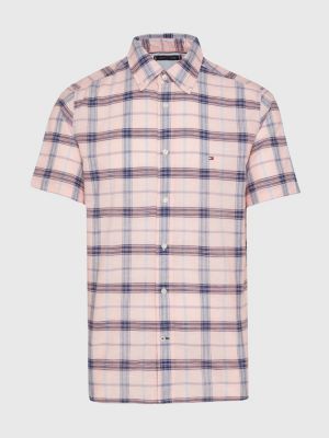 Kariertes Regular Fit Kurzarmhemd Rosa Tommy Hilfiger