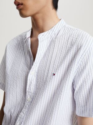Gestreept Regular Overhemd Met Korte Mouwen Blauw Tommy Hilfiger