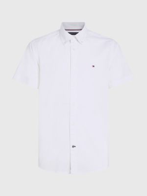 Regular Fit Kurzarm Hemd Aus Popeline Weiß Tommy Hilfiger