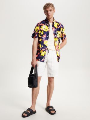 Gebloemd Regular Overhemd Met Korte Mouwen Yellow Tommy Hilfiger