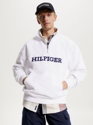Hilfiger Monotype Half Zip Archive Sweatshirt White Tommy Hilfiger