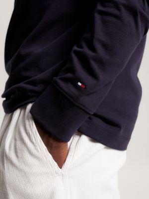 Langarmshirt Mit Th Monogramm Applikation Blau Tommy Hilfiger