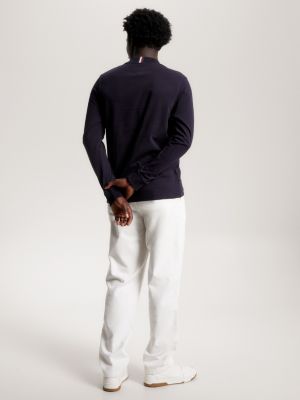 Langarmshirt Mit Th Monogramm Applikation Blau Tommy Hilfiger