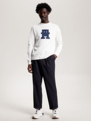 Langarmshirt Mit Th Monogramm Applikation Weiß Tommy Hilfiger