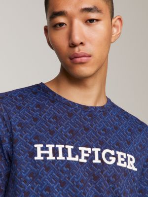 T Shirt Mit Th Monogramm Print Blau Tommy Hilfiger