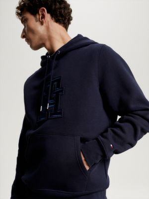 Hoodie Mit Th Monogramm Applikation Blau Tommy Hilfiger