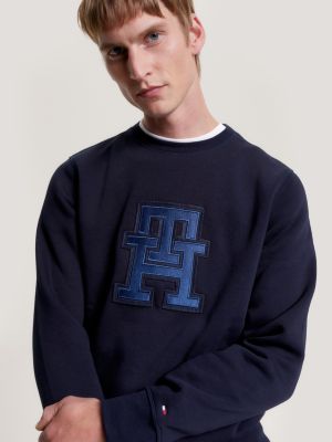Sweatshirt Mit Th Monogramm Applikation Blau Tommy Hilfiger