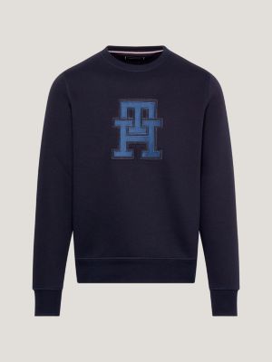 Sweatshirt Mit Th Monogramm Applikation Blau Tommy Hilfiger